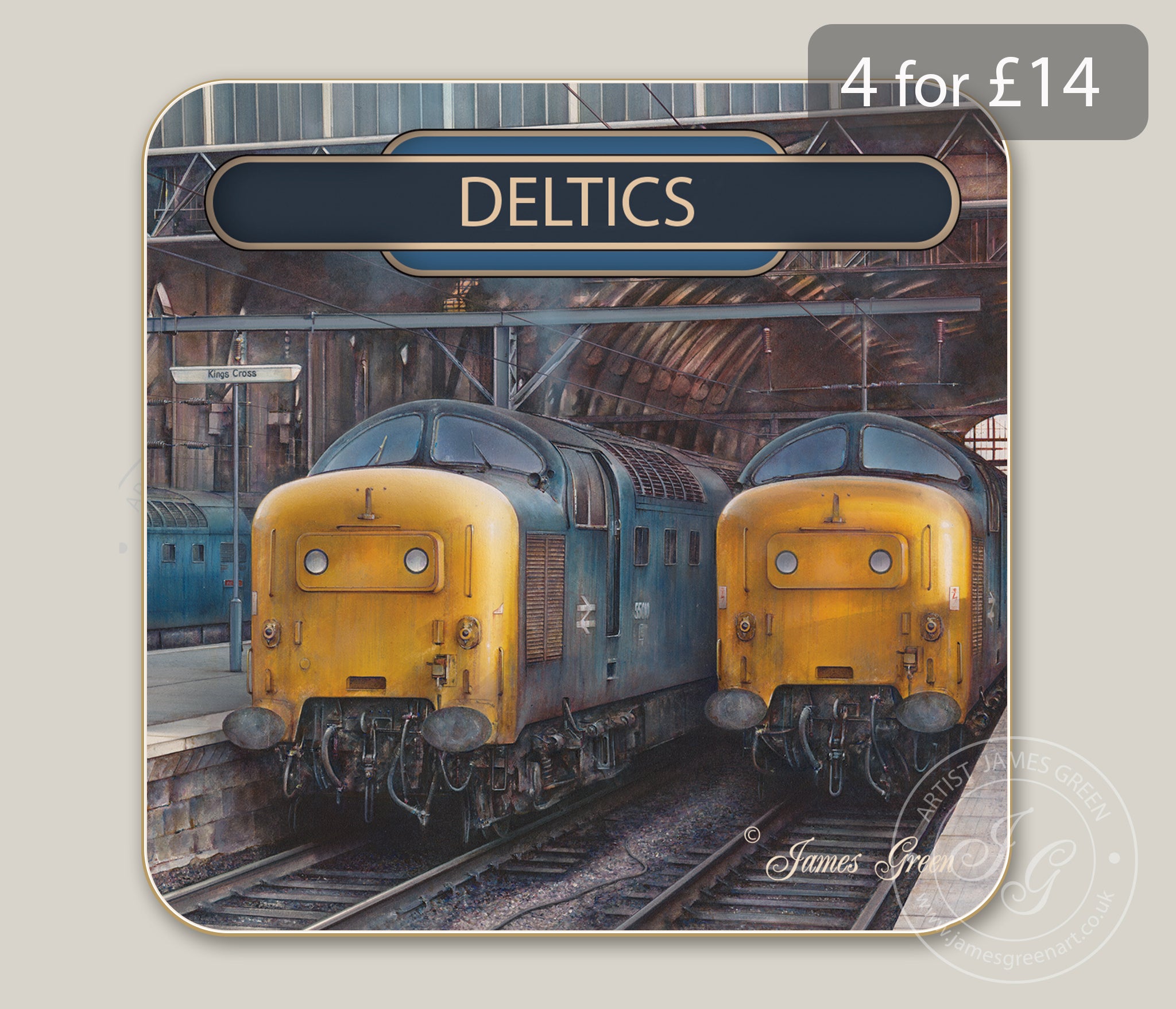 Railway Steam Train & Diesel Drinks Coasters – Artist James Green