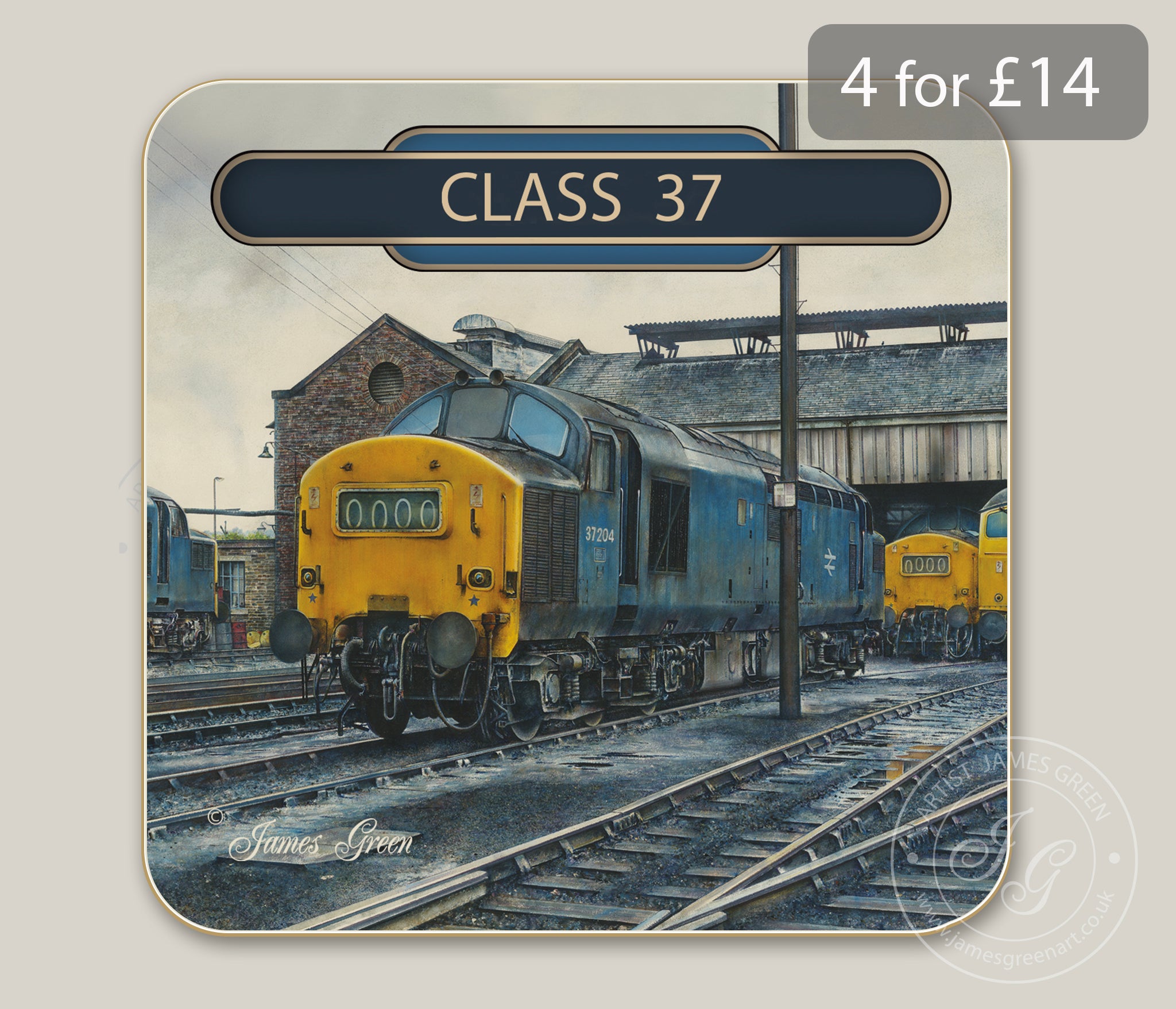 Class 37 Railway Drinks Coasters – Artist James Green