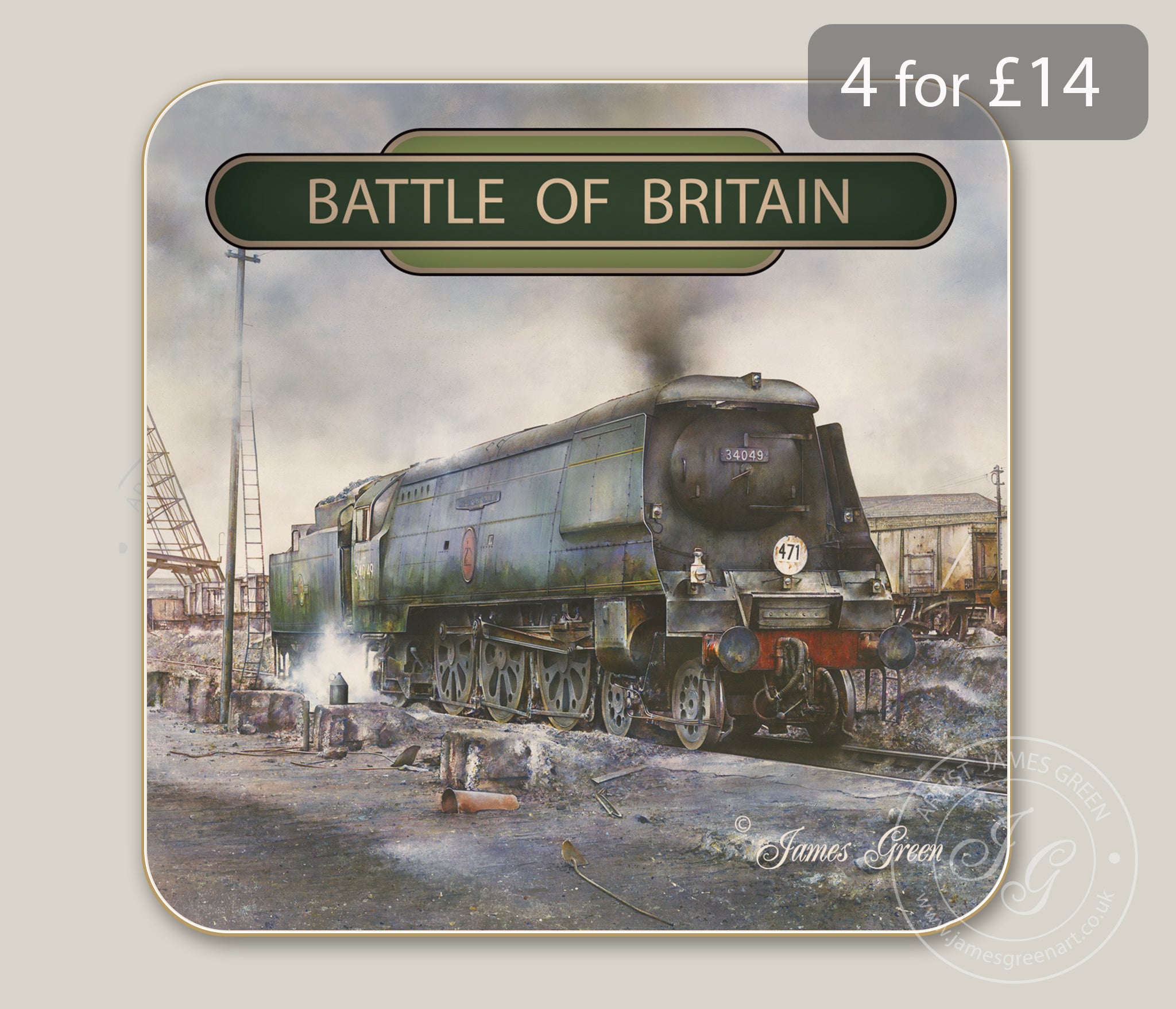 Railway Steam Train & Diesel Drinks Coasters – Artist James Green