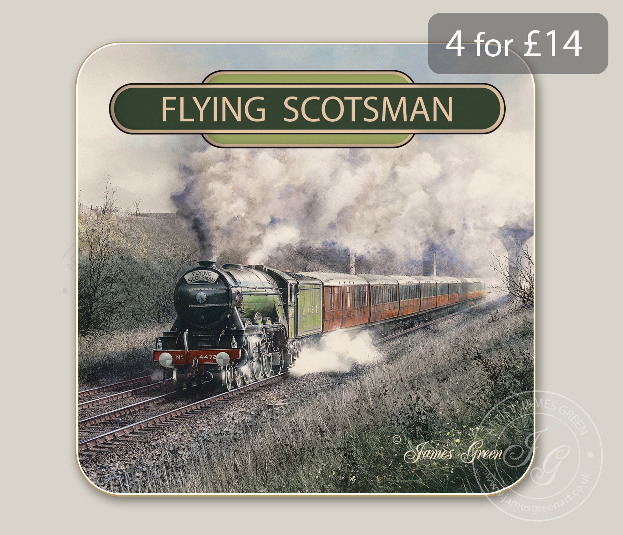 Railway Steam Train & Diesel Drinks Coasters – Artist James Green