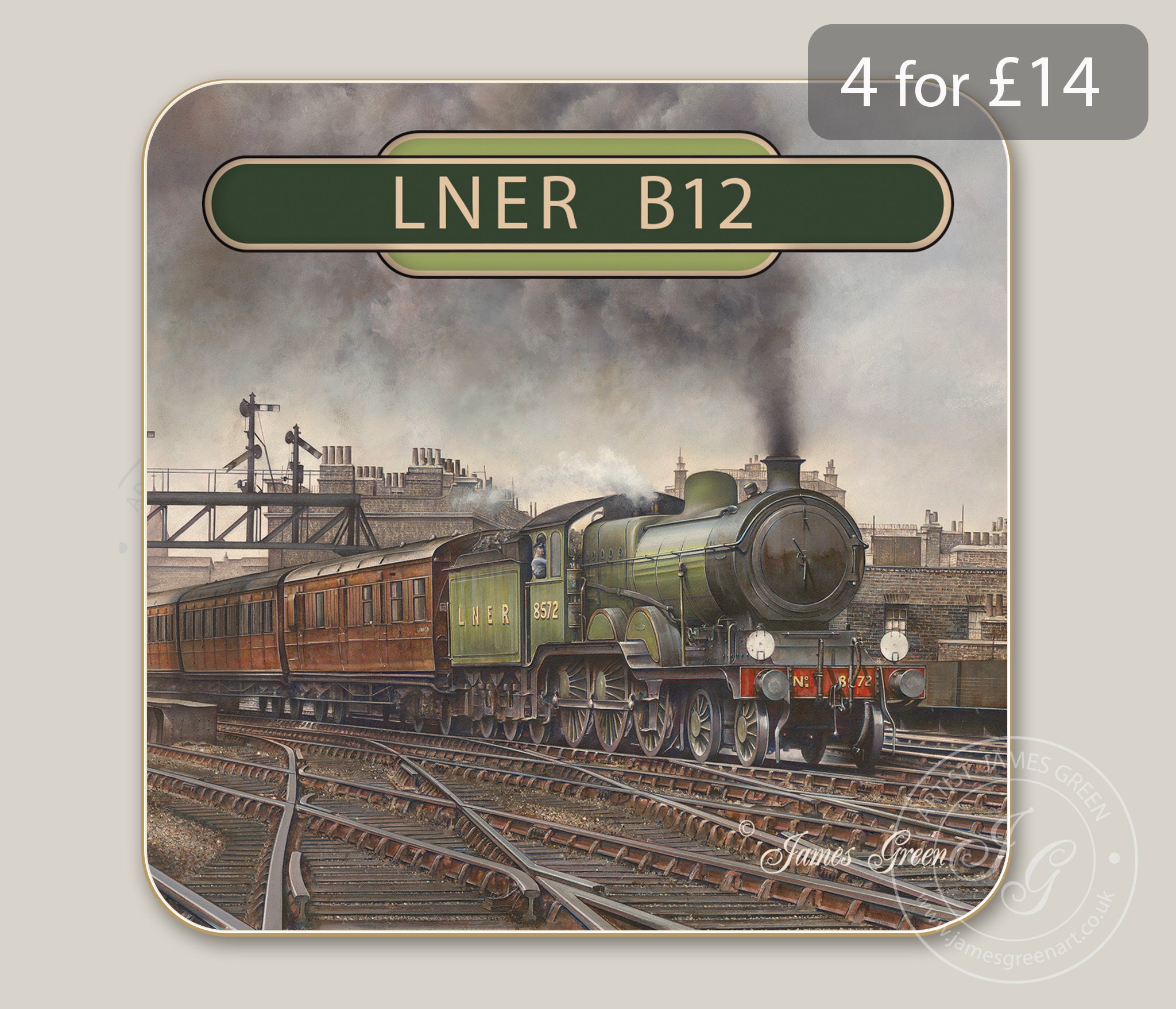 Railway Steam Train & Diesel Drinks Coasters – Artist James Green
